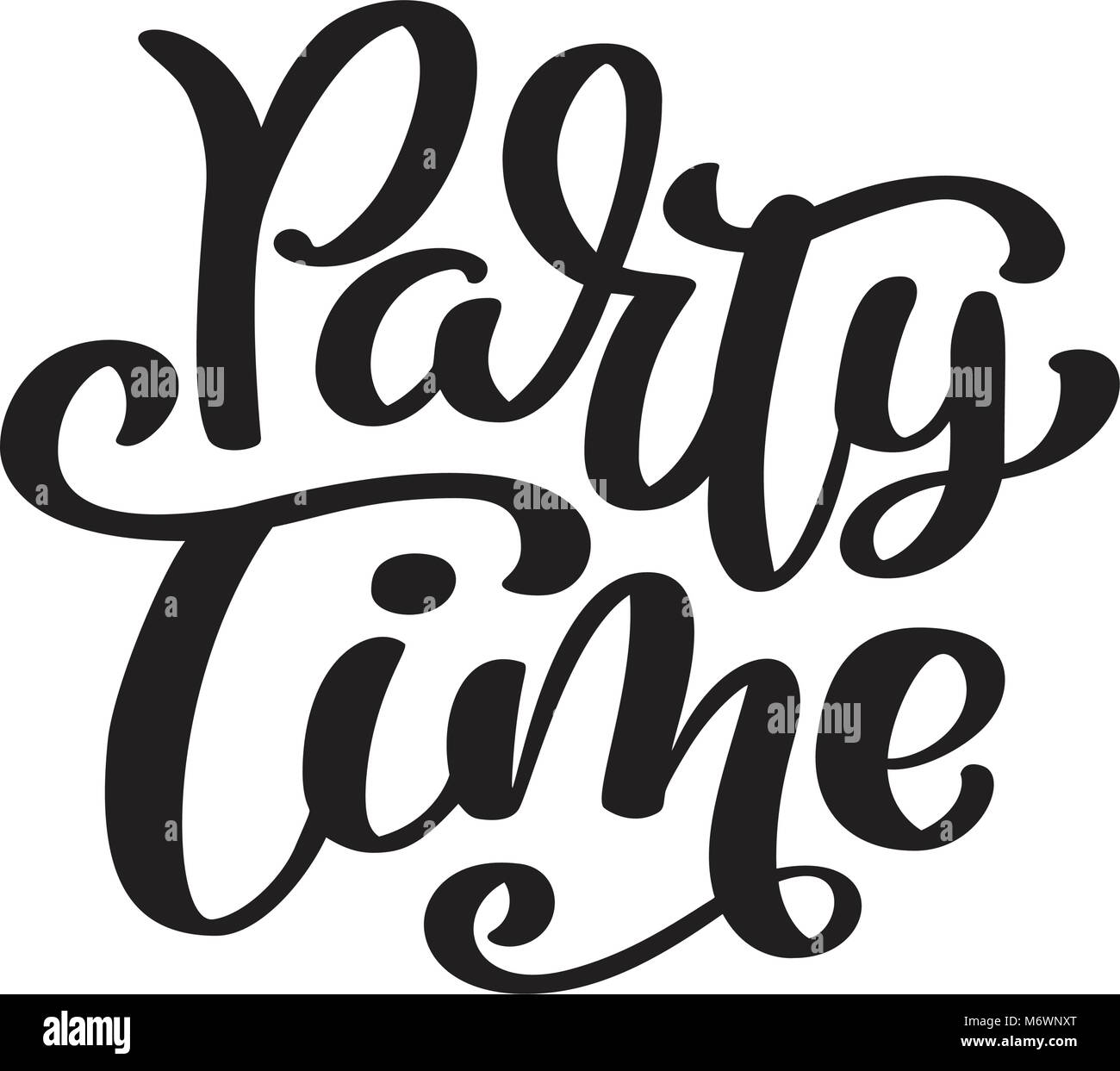 Hand drawn text Party time card. Summer lettering. Ink illustration ...