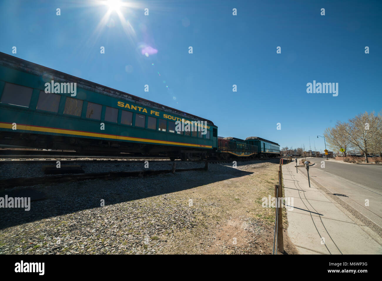 The historical Santa Fe Rail Runner at the train station in Santa Fe ...