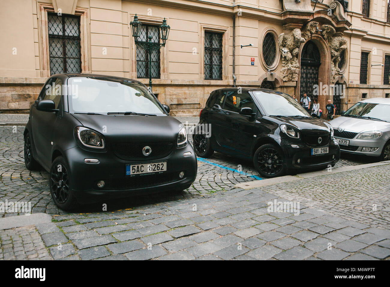 Prague, October 28, 2017: Cars parked next to the Italian Embassy in ...