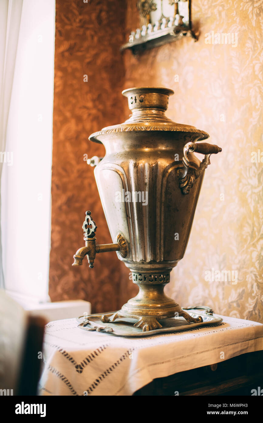 Russian Traditional Samovar. A Samovar Is A Heated Metal Container ...