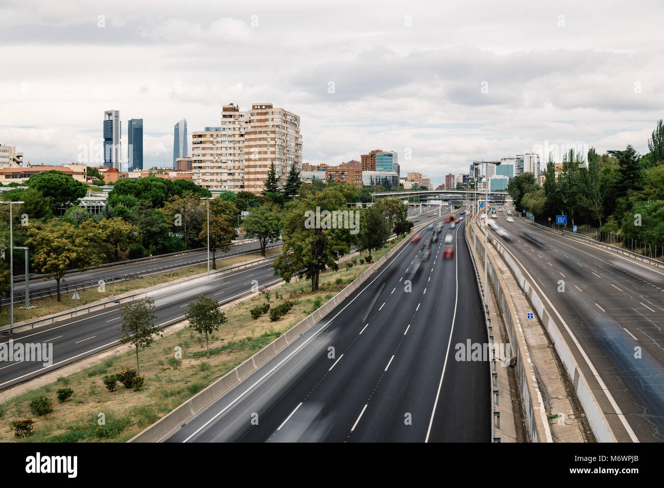 Madrid, Spain - September 9, 2017: Scenic view of M30 Motorway in ...