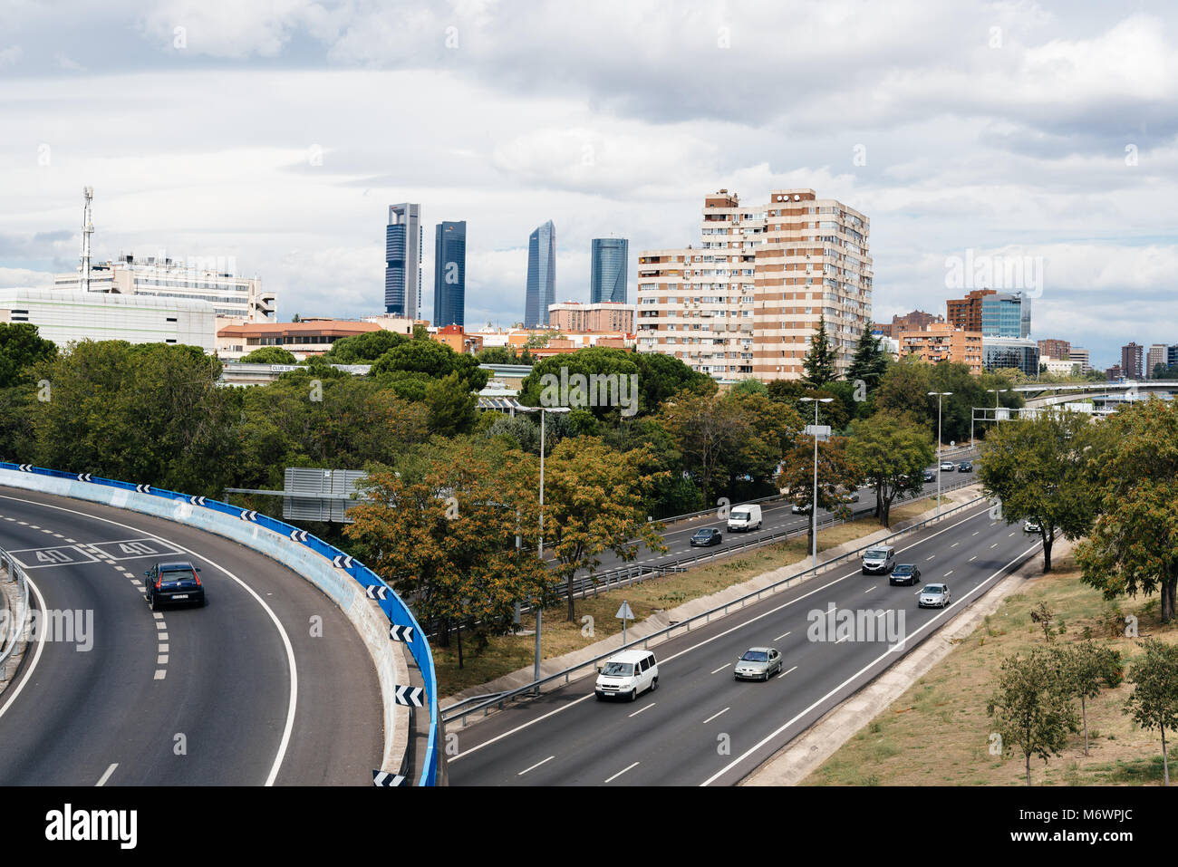 Madrid, Spain - September 9, 2017: Scenic view of M30 Motorway in ...