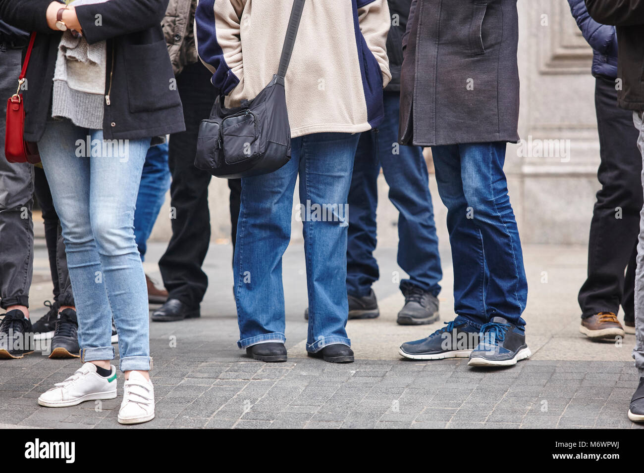 People waiting to cross a street. Urban ambient. Rush hour Stock Photo ...