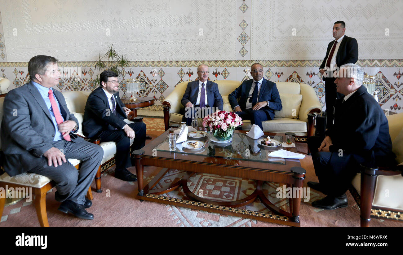 Algiers, Algiers, Algeria. 6th Mar, 2018. Palestinian Prime Minister Rami Hamdallah arrives to ...