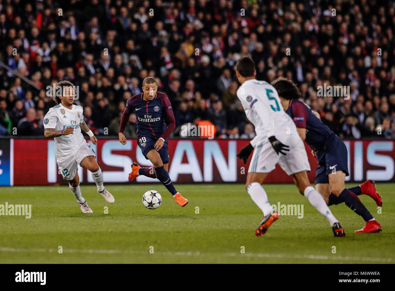 Paris, France, March 6, 2018. Kylian Mbappe (PSG) in action during the ...