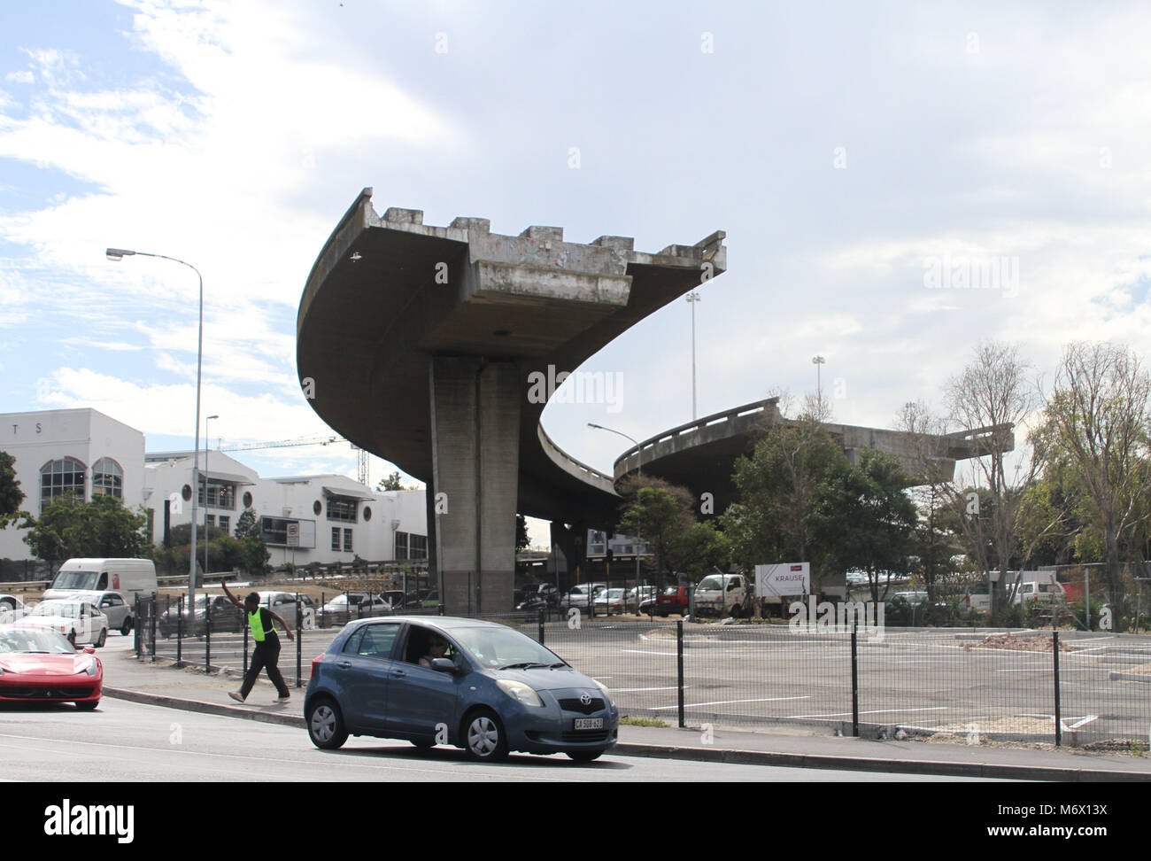 05 March 2018, South Africa, Cape Town: The unfinished motorway bridge ...