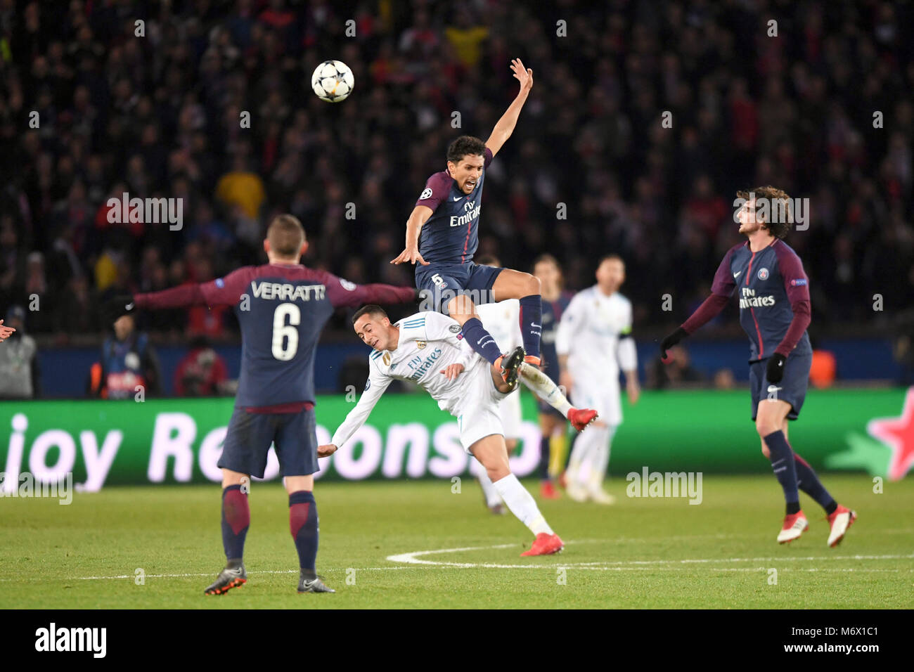 Paris, France. 6th March, 2018. UEFA Champions League fooball, 2nd leg ...