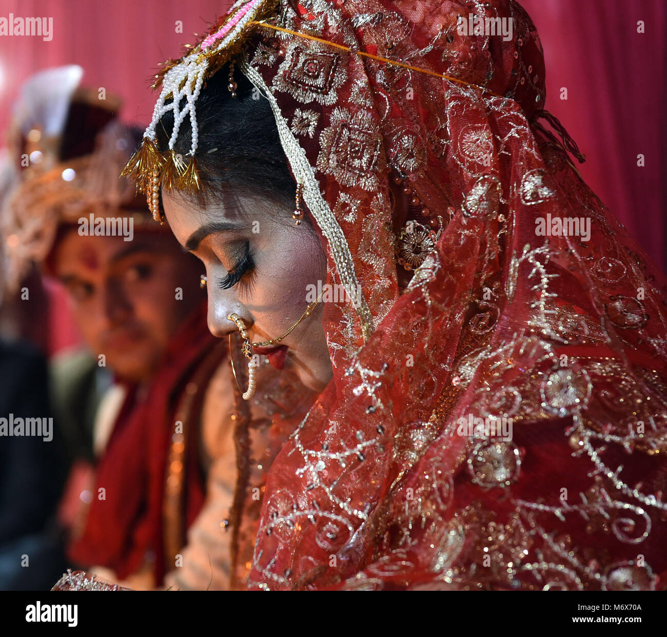 New Delhi, India. 6th Mar, 2018. Bride Anupama is seen at the wedding ...
