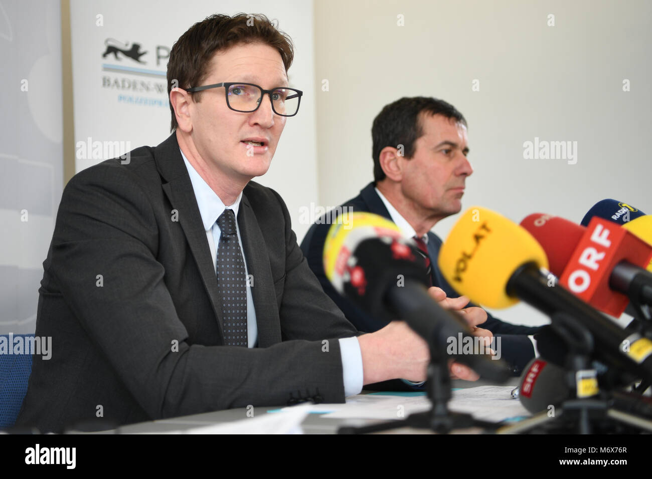 07 March 2018, Austria, Bregenz: The deputy head of the criminal police ...