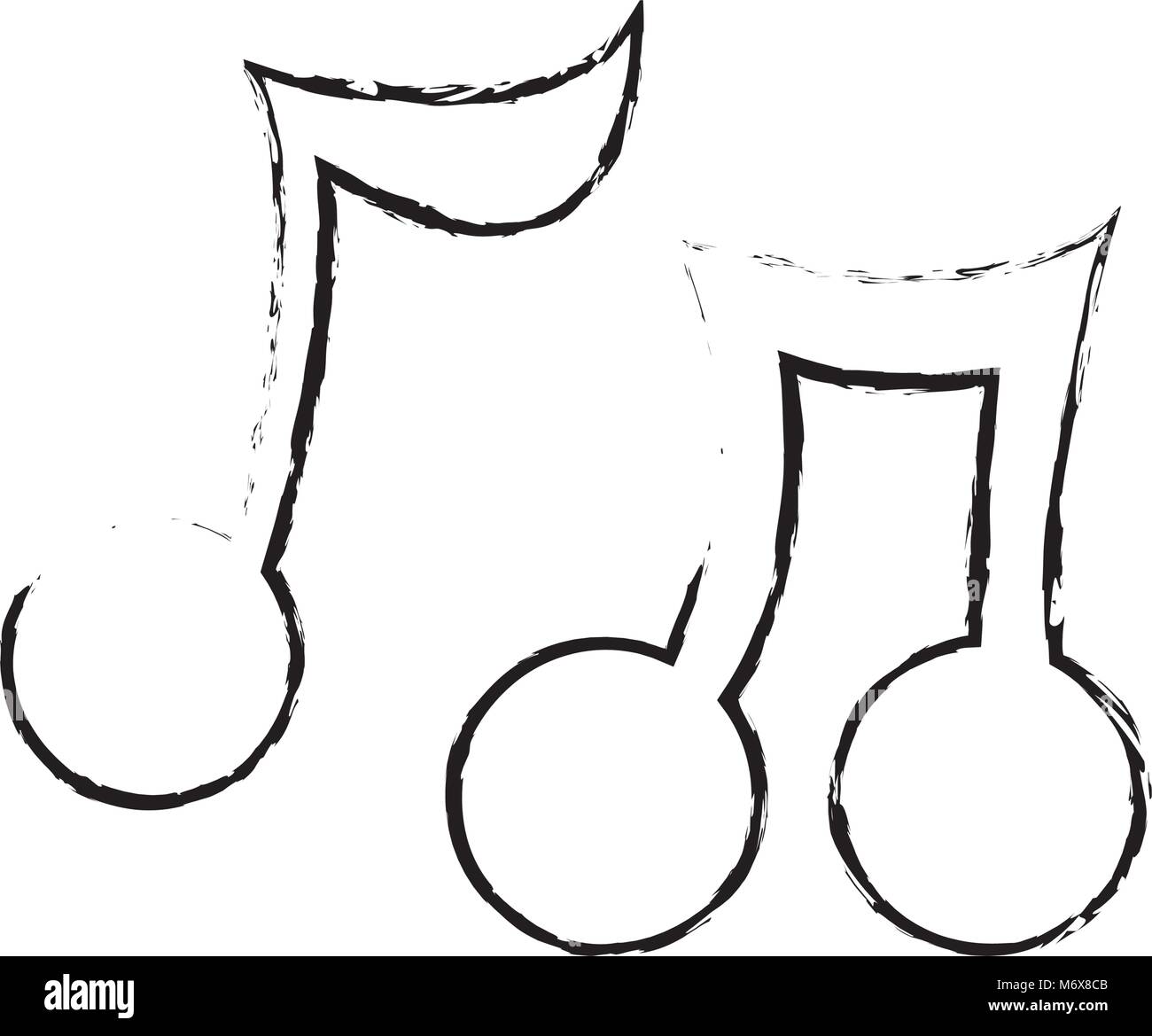 grunge music notes tone with sound rhythm vector illustration Stock ...