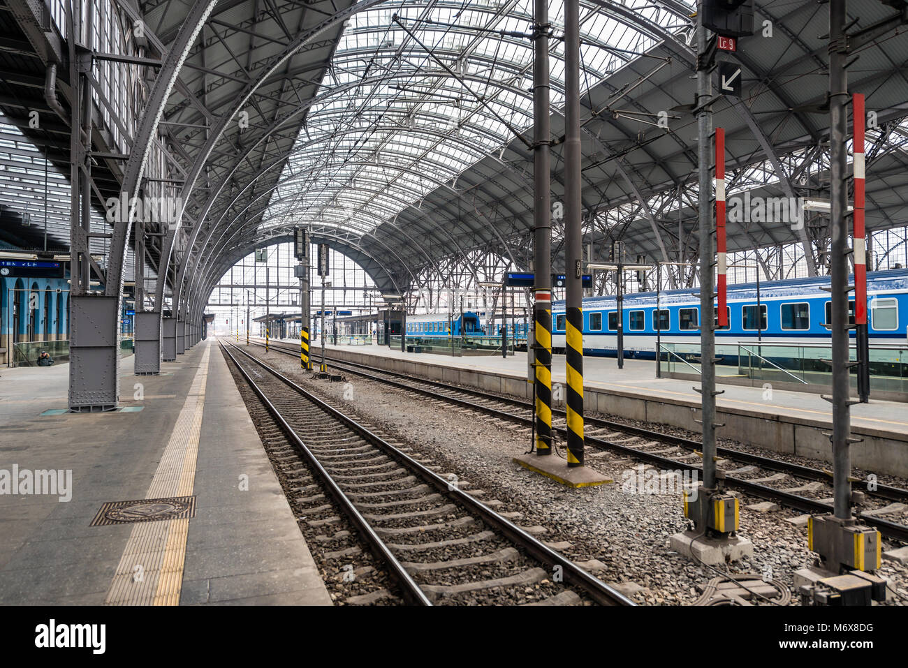 Prague, Czech Republic- March 05, 2018: Main and biggest railway ...