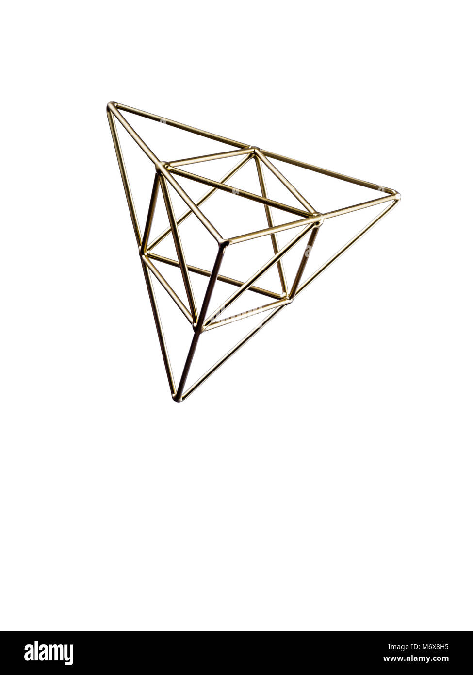 Golden triangular pyramid isolated on white background, Trigonometric ...