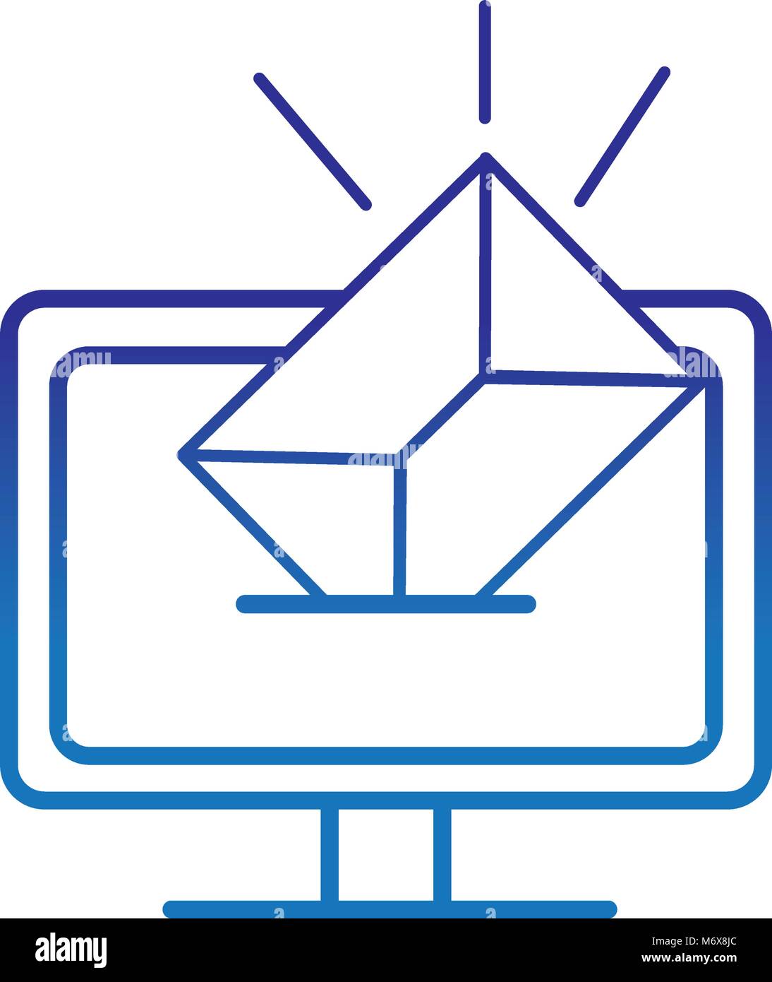 degraded line e-mail message inside computer screen technology vector ...