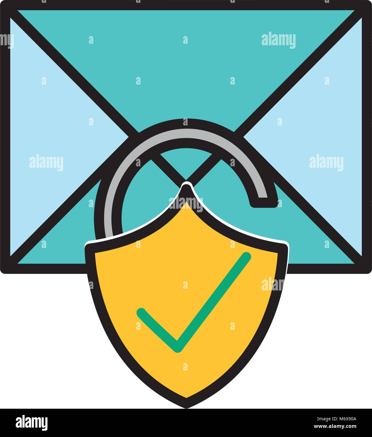 line color letter message with padlock good security vector illustrtion ...