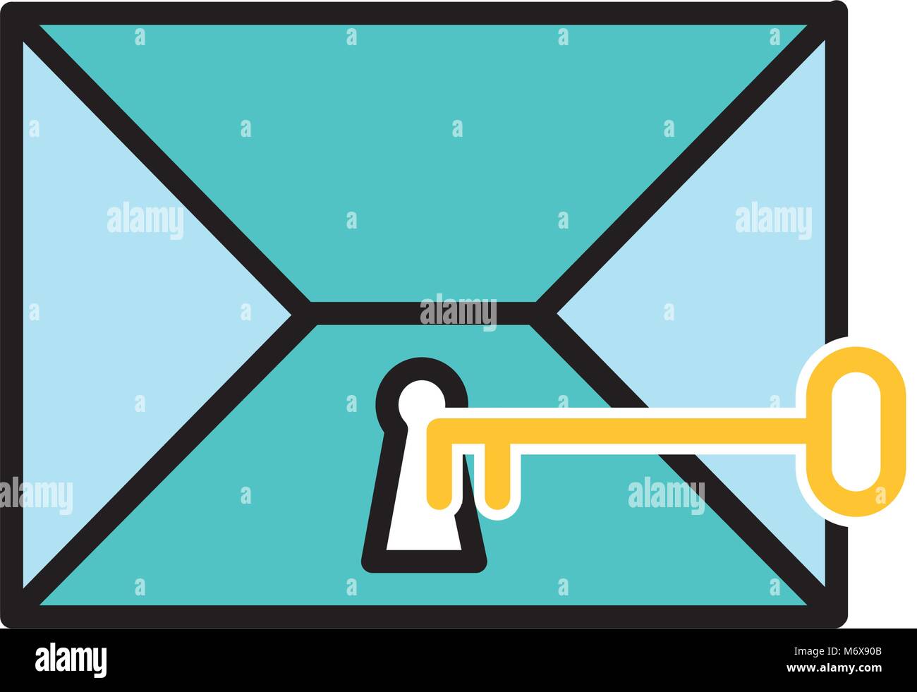 line color letter message with key style security vector illustration ...