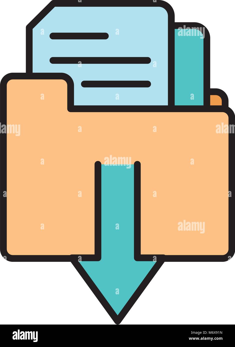 line color file folder downloading documents information vector ...