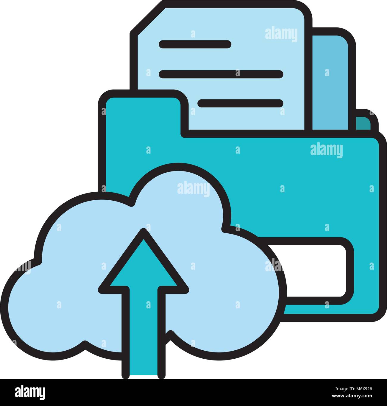 line color documents inside file folder and cloud loading vector illustration Stock Vector Image ...