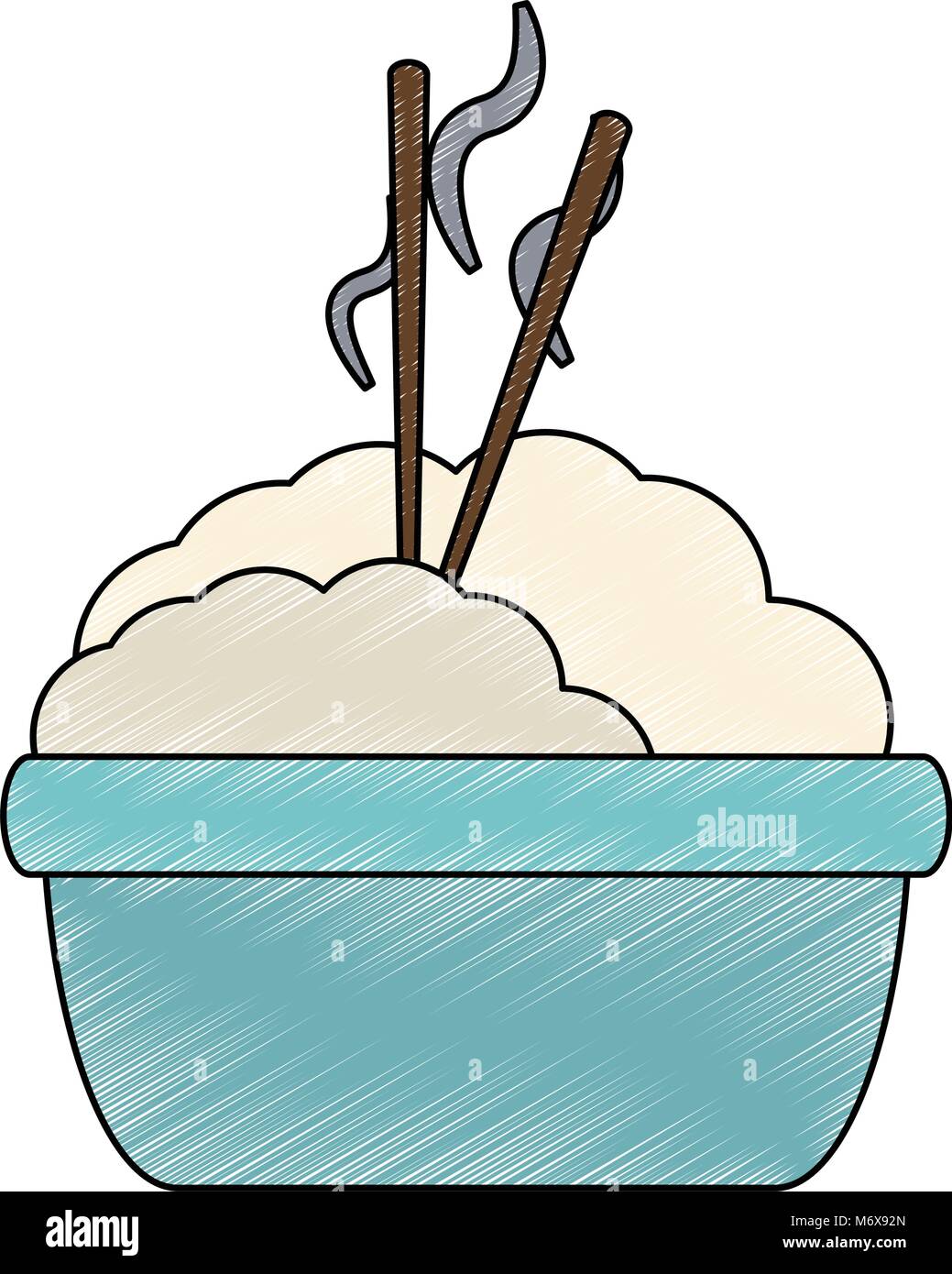 Rice bowl with chopsticks vector illustration graphic design Stock ...