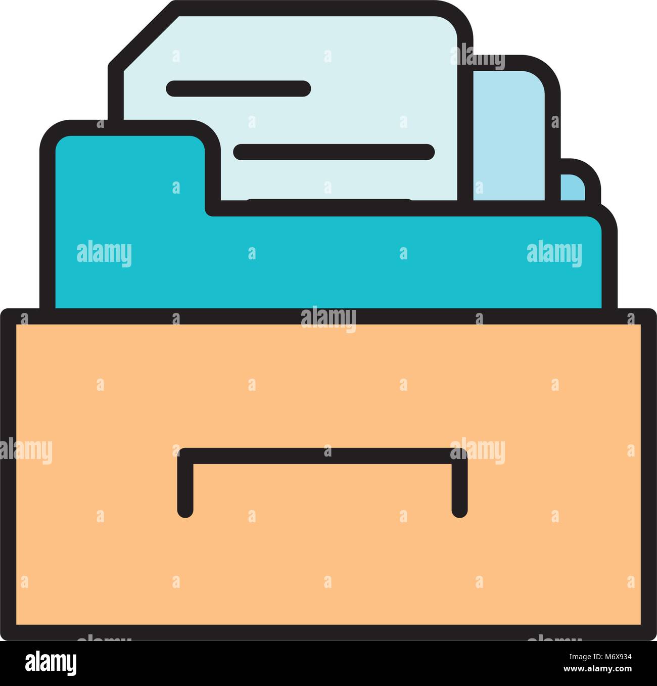 line color cabinet file folder with document archive vector ...