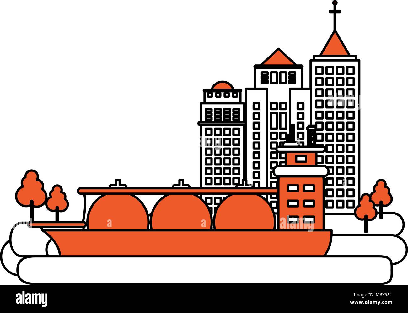 Natural gas ship on port vector illustration graphic design Stock ...