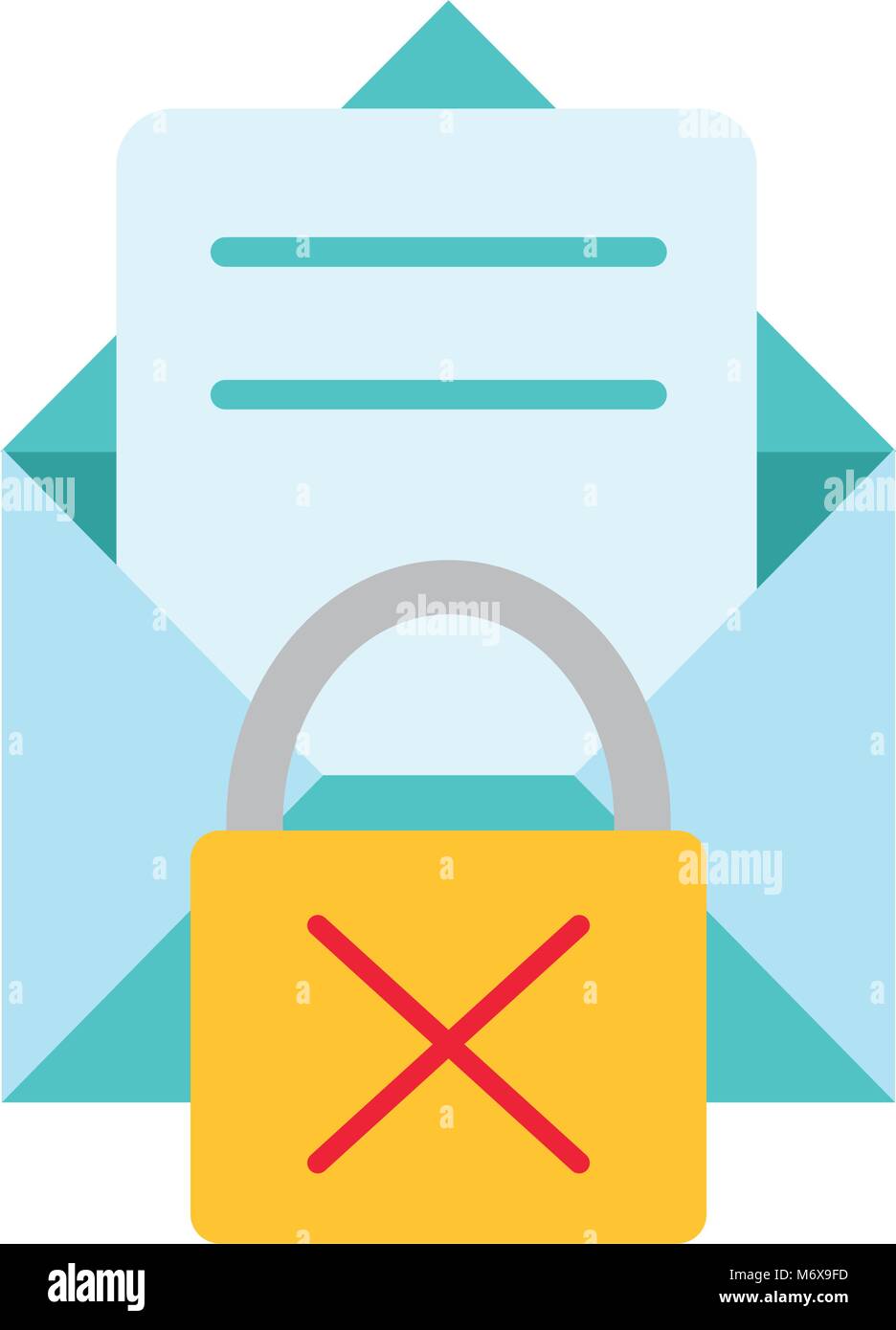 colorful e-mail letter message with padlock bad security vector ...