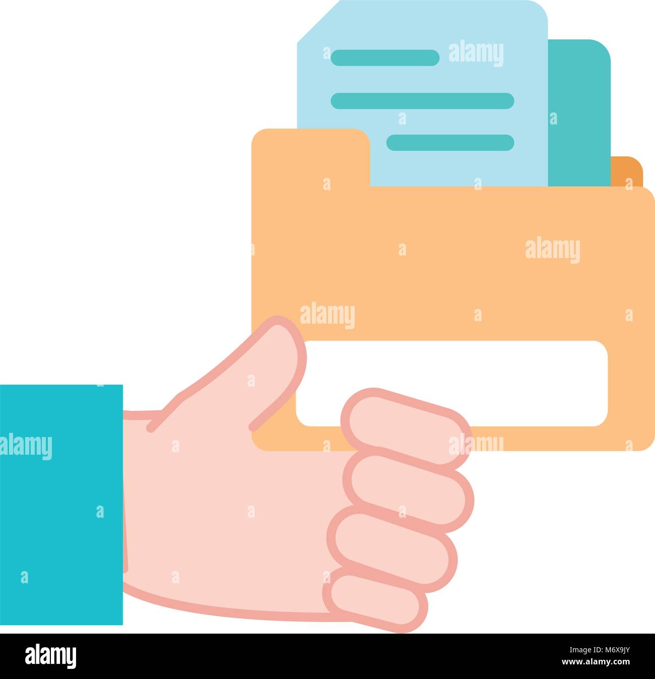 colorful man hand with documents inside file folder vector illustration ...