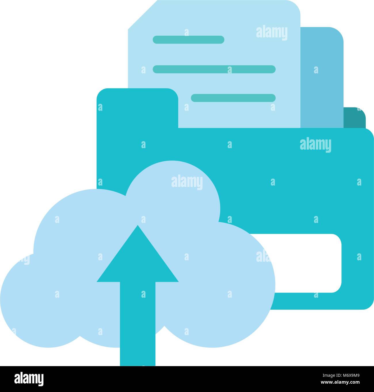 colorful documents inside file folder and cloud loading vector ...