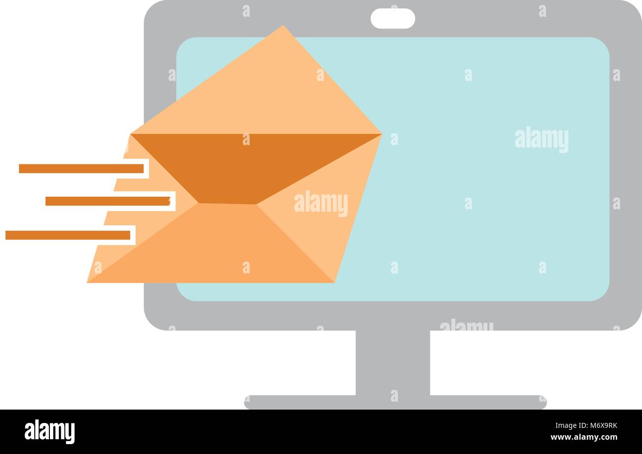 colorful computer technology with e-mail letter message vector ...
