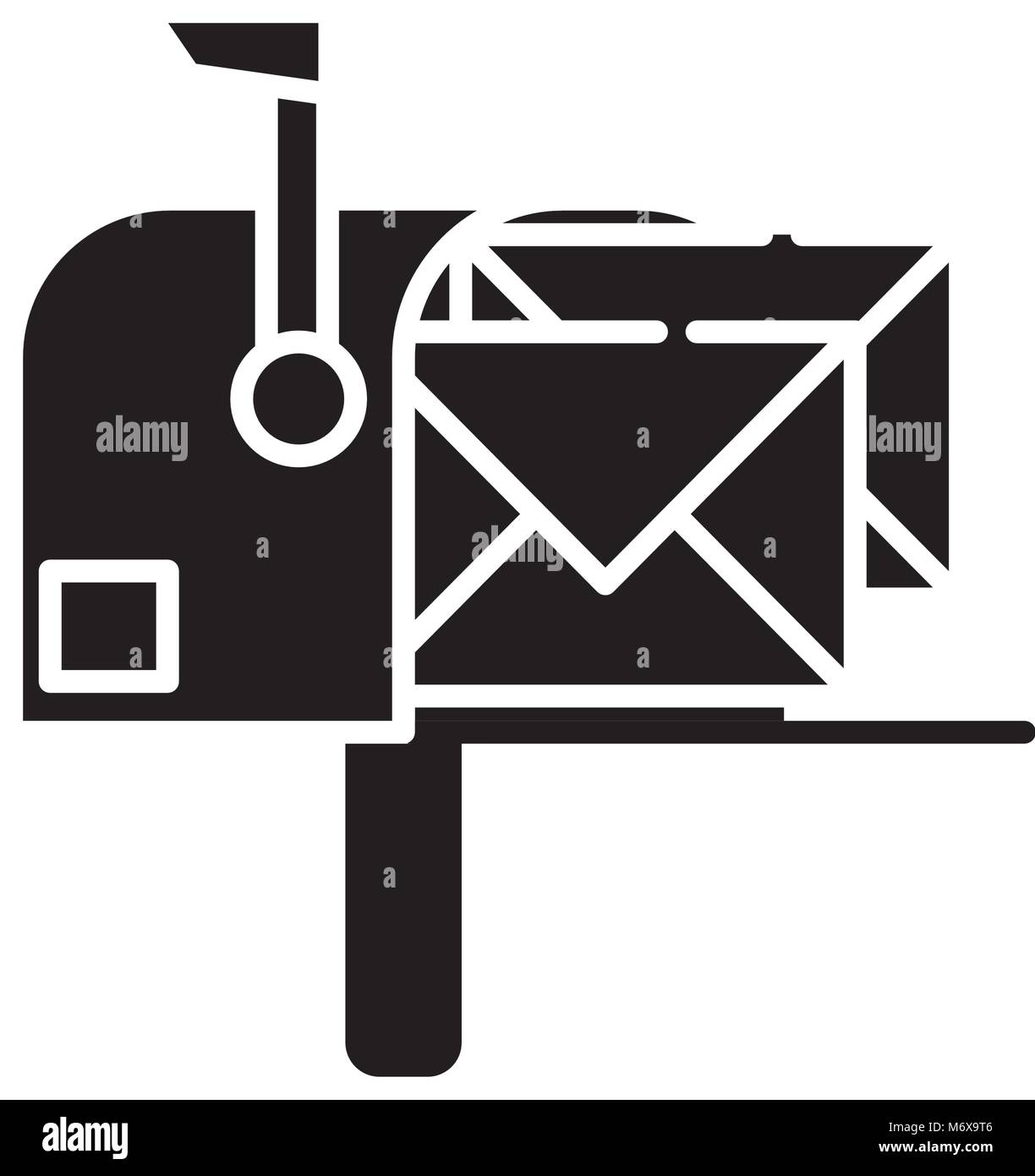 silhouette correspondence mailbox with post letter message vector ...