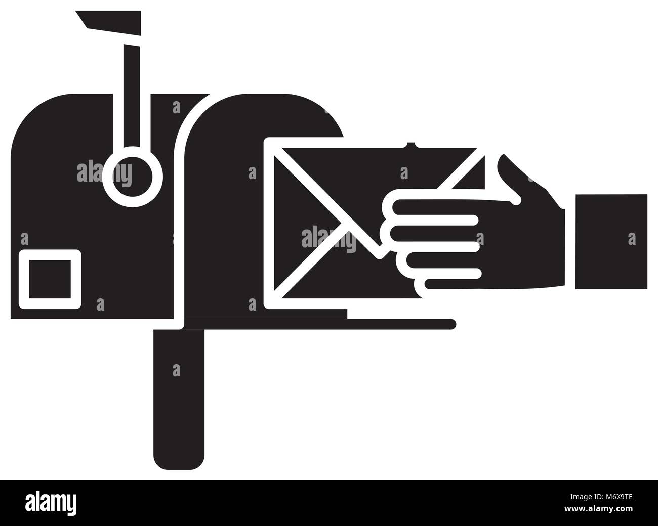 silhouette mailbox message and man hand with post letter vector ...