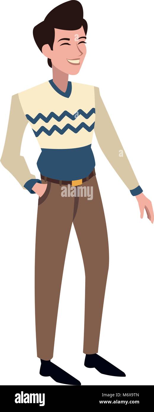 retro man vintage clothes cartoon icon vector illustration graphic ...