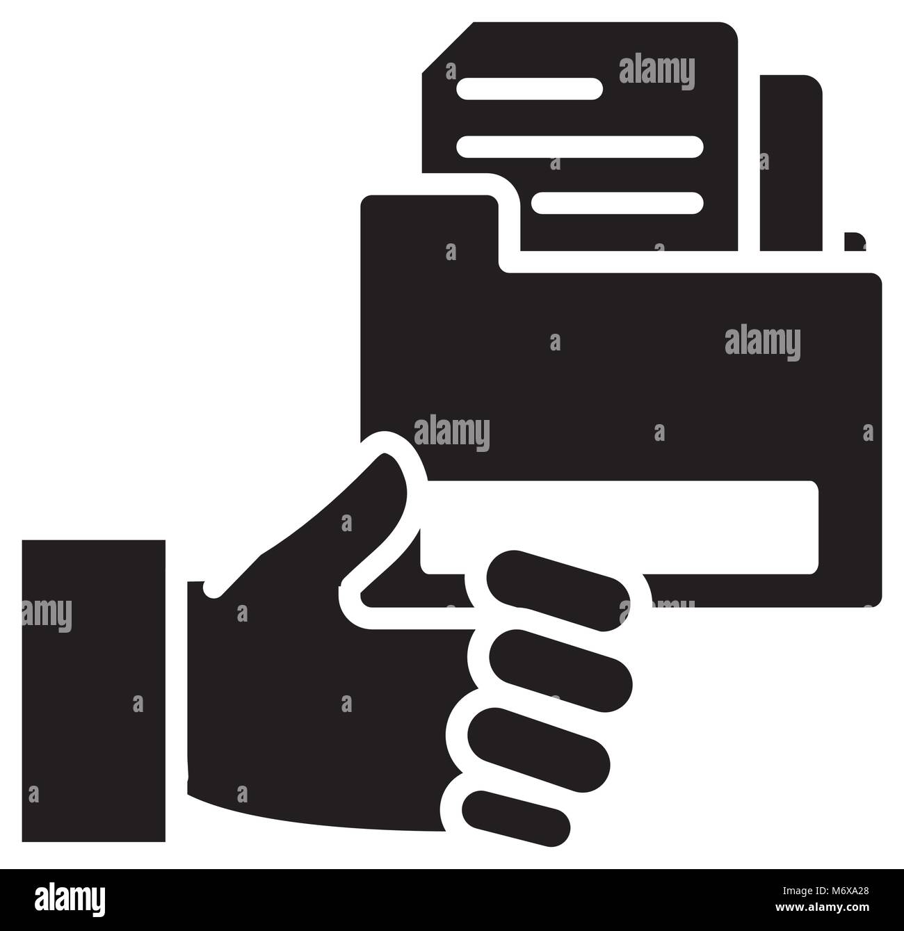 silhouette man hand with documents inside file folder vector ...