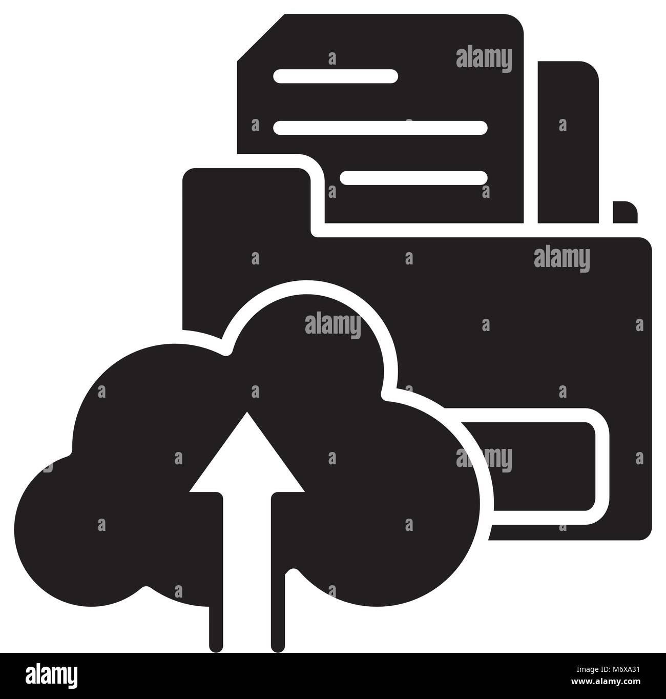 silhouette documents inside file folder and cloud loading vector ...