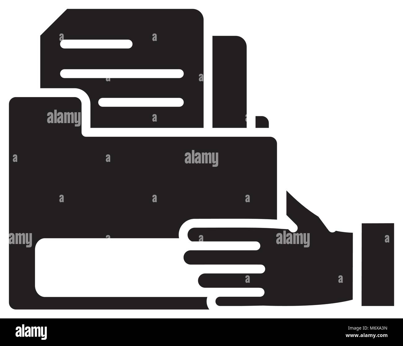 silhouette man hand with file folder document vector illustration Stock ...
