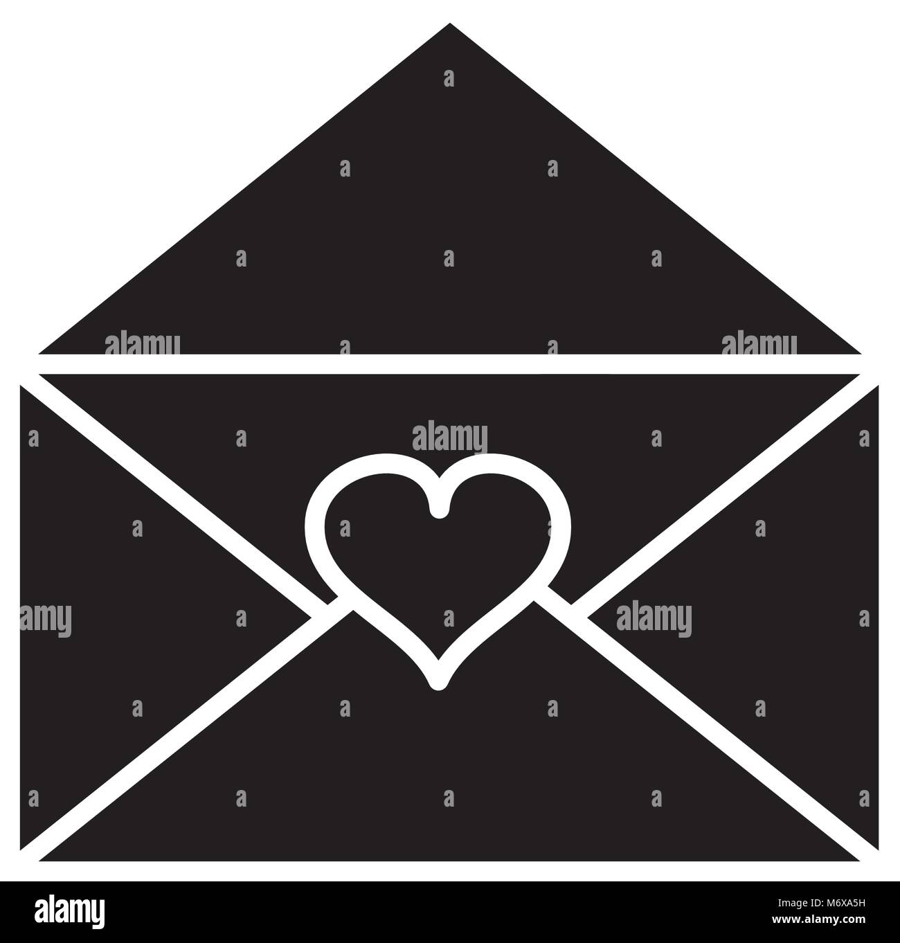 silhouette open love letter with romantic message vector illustration ...