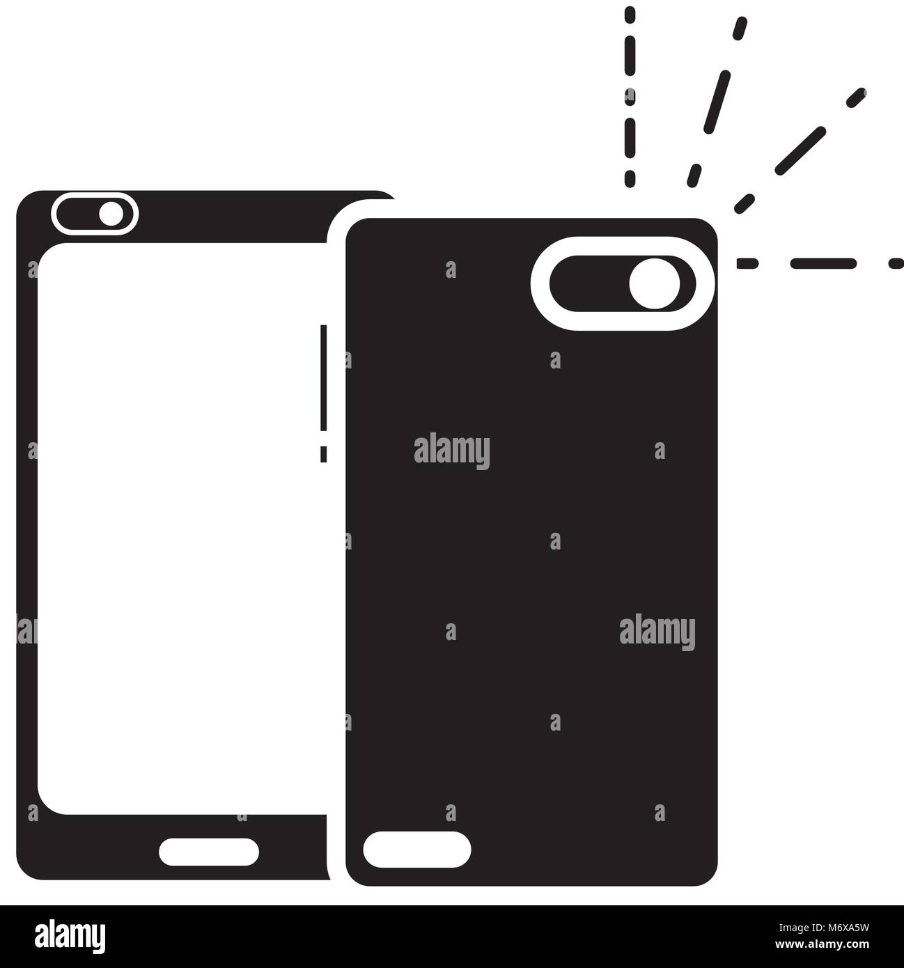 silhouette smartphone technology in front and rear style vector ...