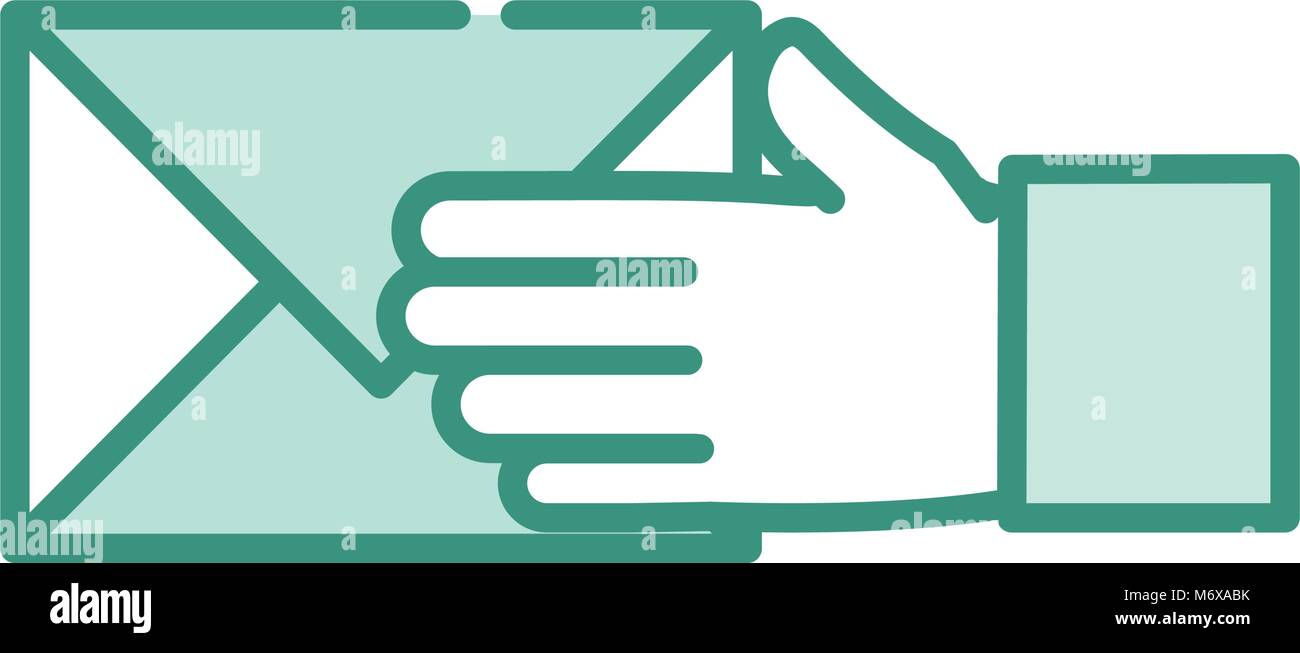 duo color man hand with letter text message vector illustration Stock ...