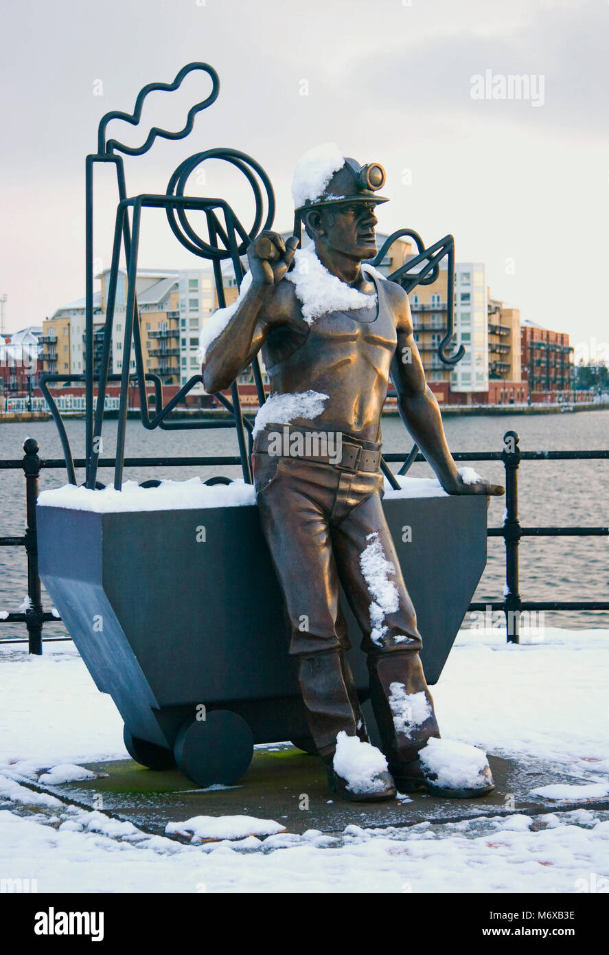 from Pit To Port Sculpture, Cardiff bay, Cardiff, UK Stock Photo - Alamy