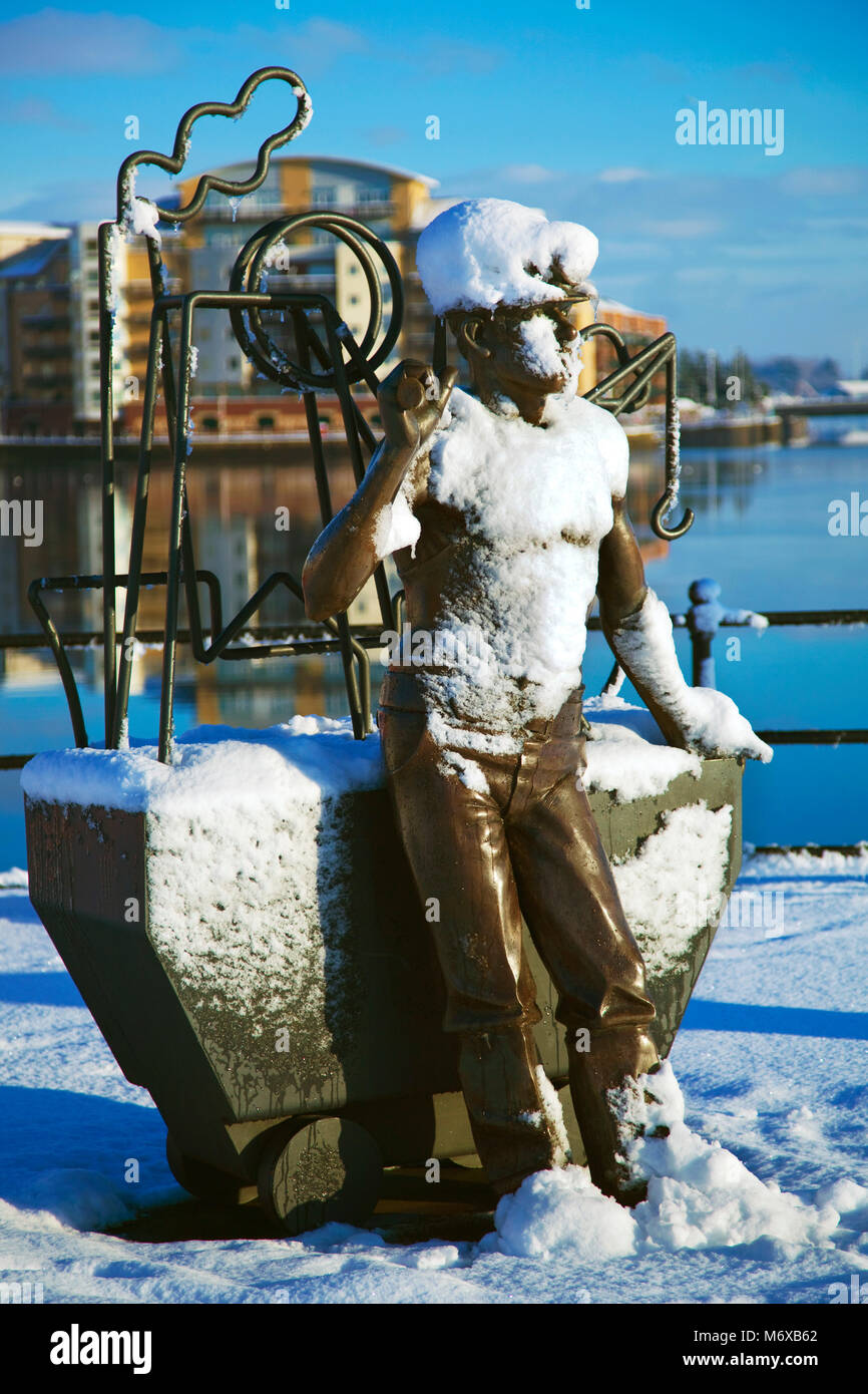 from Pit To Port Sculpture, Cardiff bay, Cardiff, UK Stock Photo - Alamy
