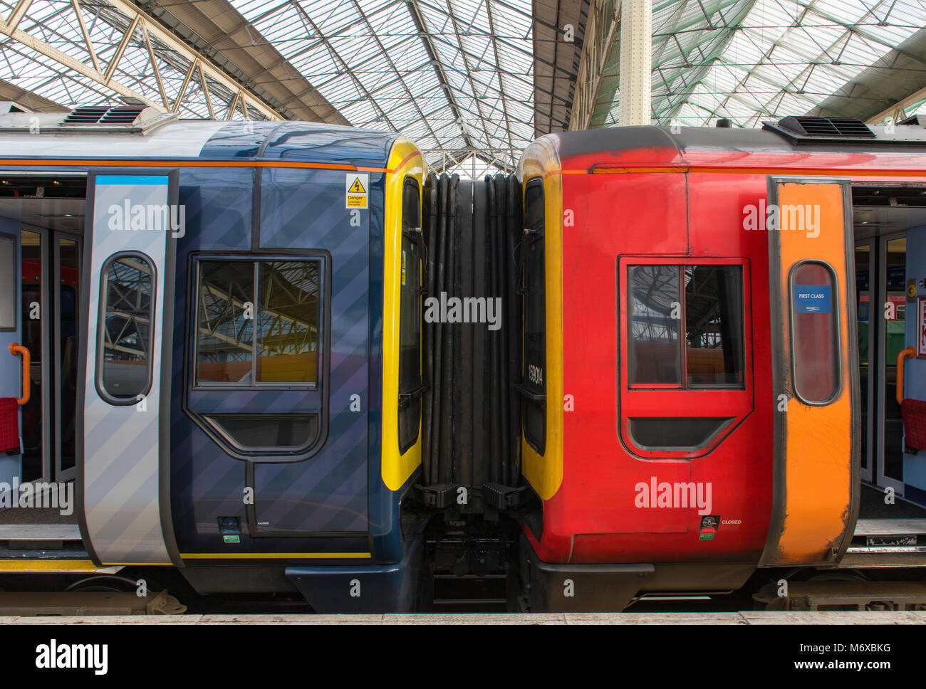 Train operating companies rolling stock in the plate form at london ...