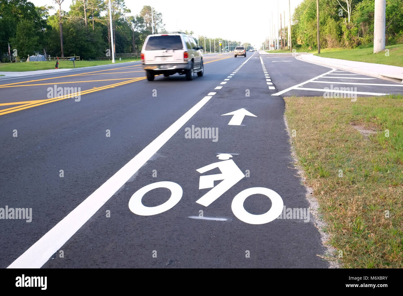 April 2016 - New painted ike lane beside a highway in Florida, USA ...