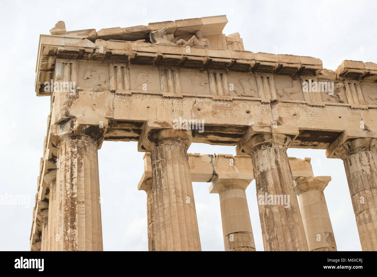 Detail of the Parthenon Temple, Acropolis of Athens, in Greece Stock ...