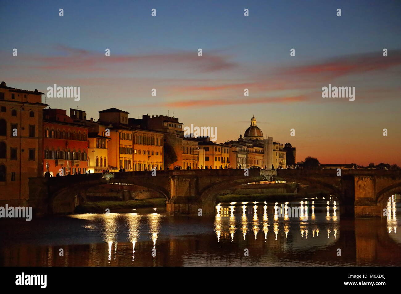 Florence streets near landmark bridge Ponte Vecchio Stock Photo - Alamy
