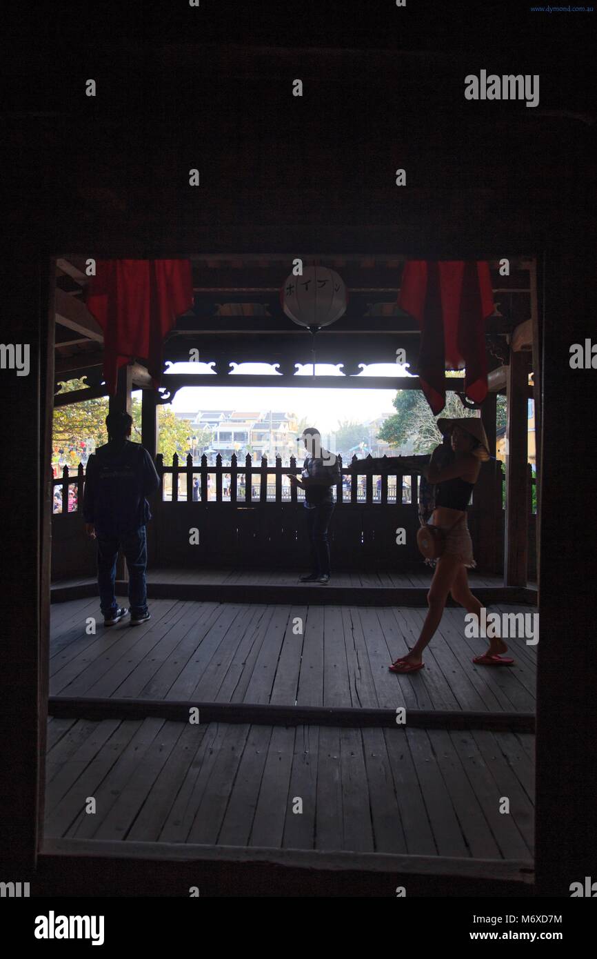 The interior of the Japanese Covered Bridge in Hoi An, Vietnam Stock ...