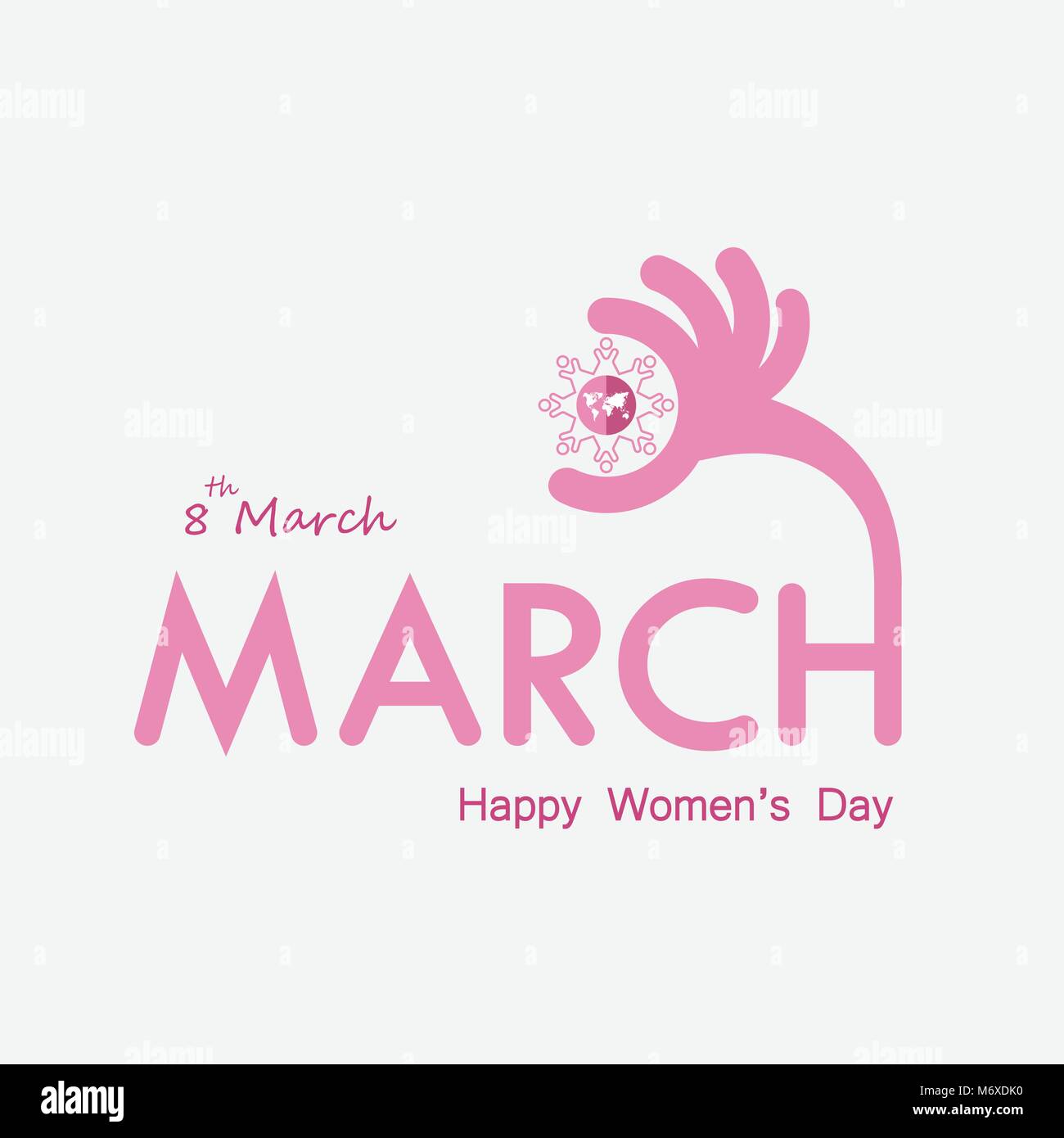Pink "MARCH" Typographical Design Elements. International women's day ...