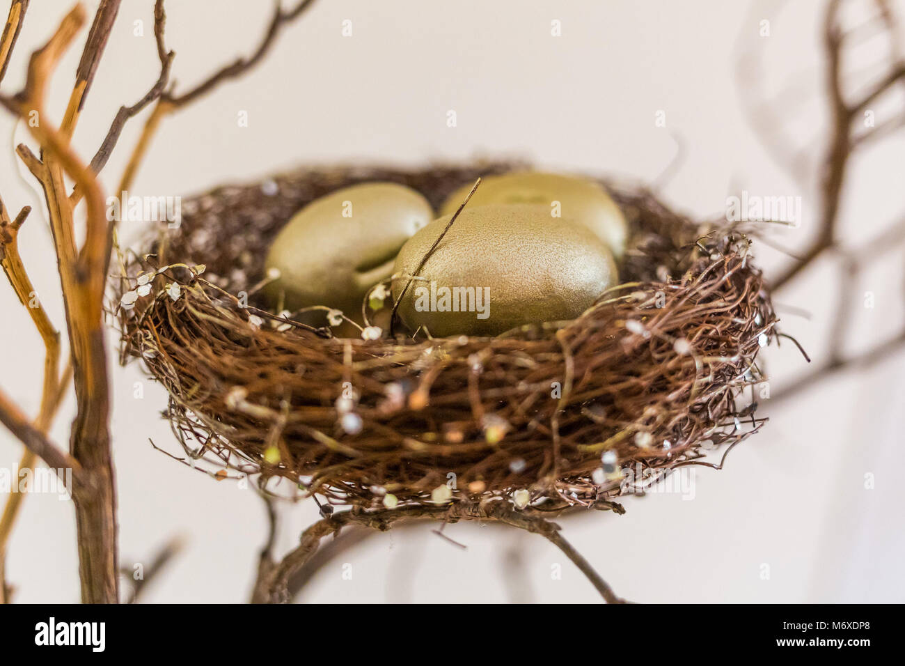 House nest with eggs creative decoration installation Stock Photo - Alamy