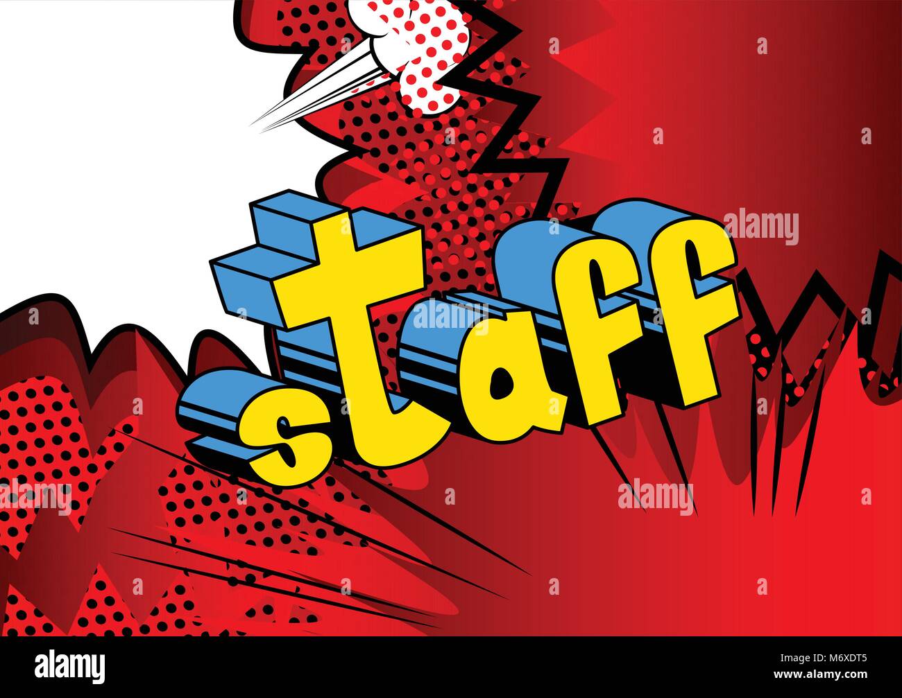 Staff - Comic book style phrase on abstract background Stock Vector ...