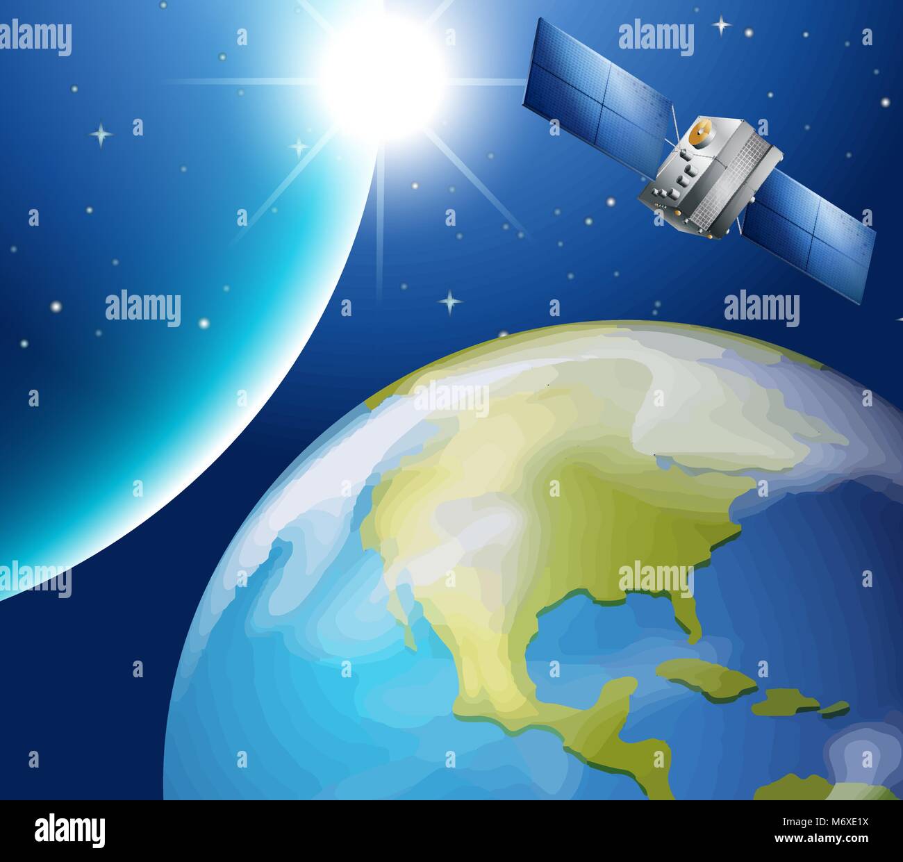 Satellite orbitting around earth illustration Stock Vector Image & Art ...