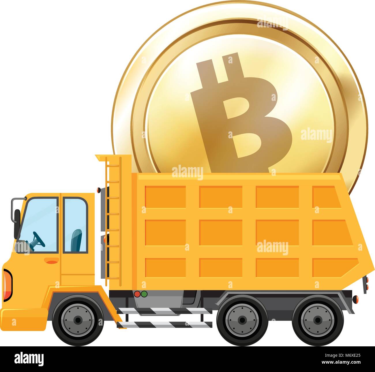 Golden coin on dumping truck illustration Stock Vector Image & Art - Alamy