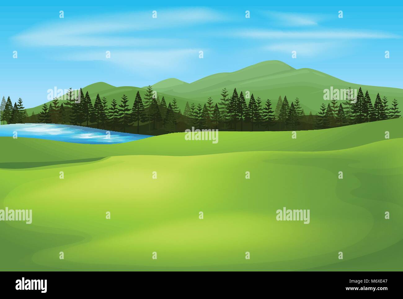 Background scene with green field illustration Stock Vector Image & Art ...